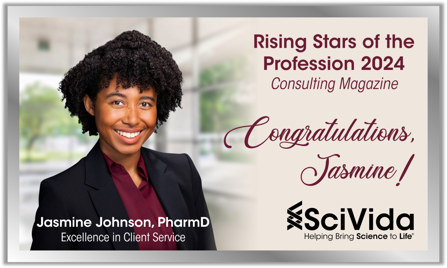 Consulting Magazine Names Jasmine Johnson a Rising Star of the Profession - SciVida